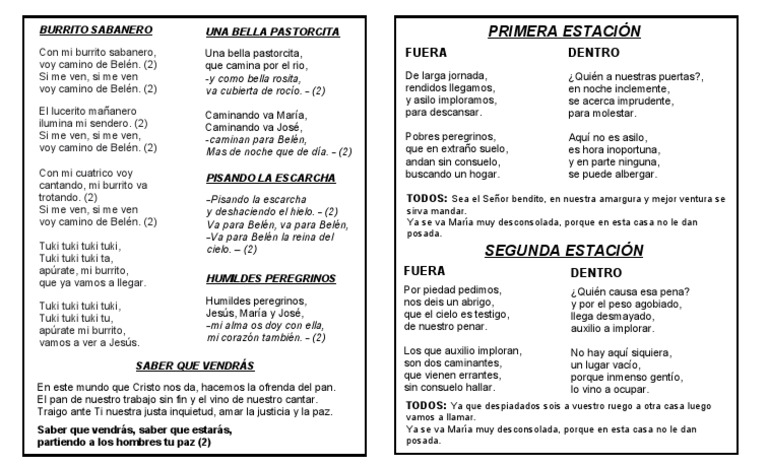 ESQUEMA CANTOS PEDIR POSADA 2 | PDF | Jesús