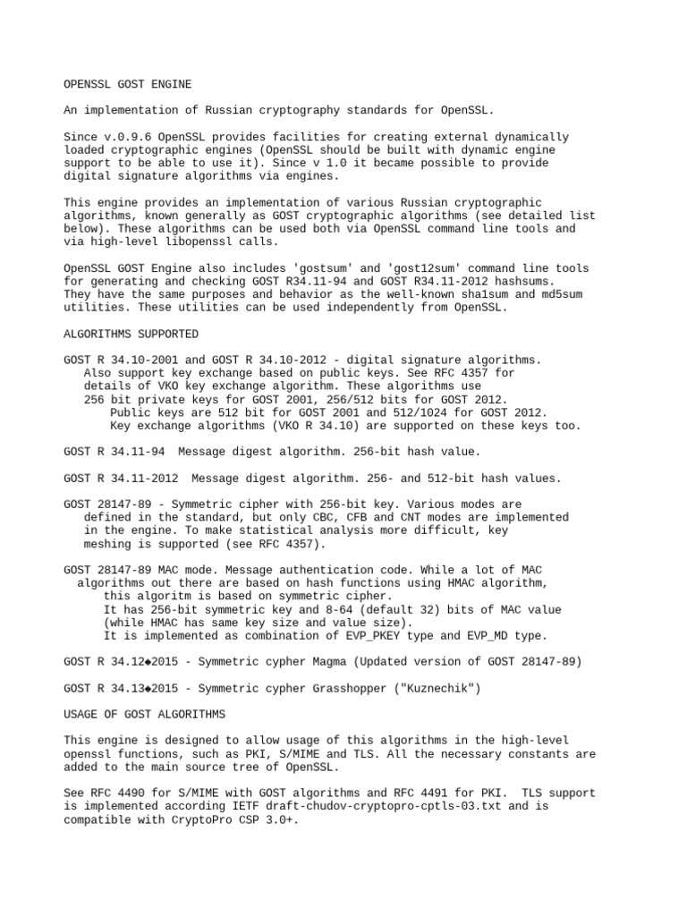GOST Engine | PDF | Key (Cryptography) | Cryptography