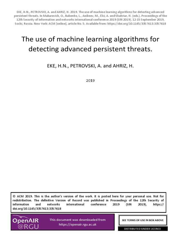 The Use of Machine For APT | Download Free PDF | Artificial ...
