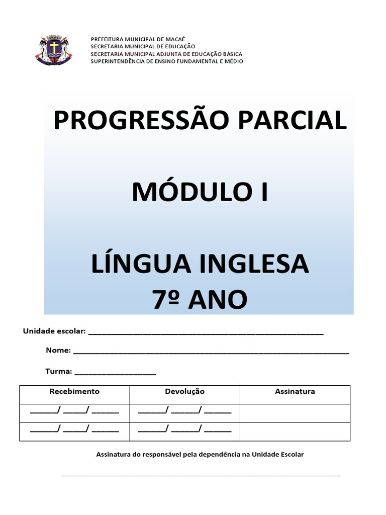Apostila Modulo I Inglês 7 Ano | PDF | Linguística | Gramática