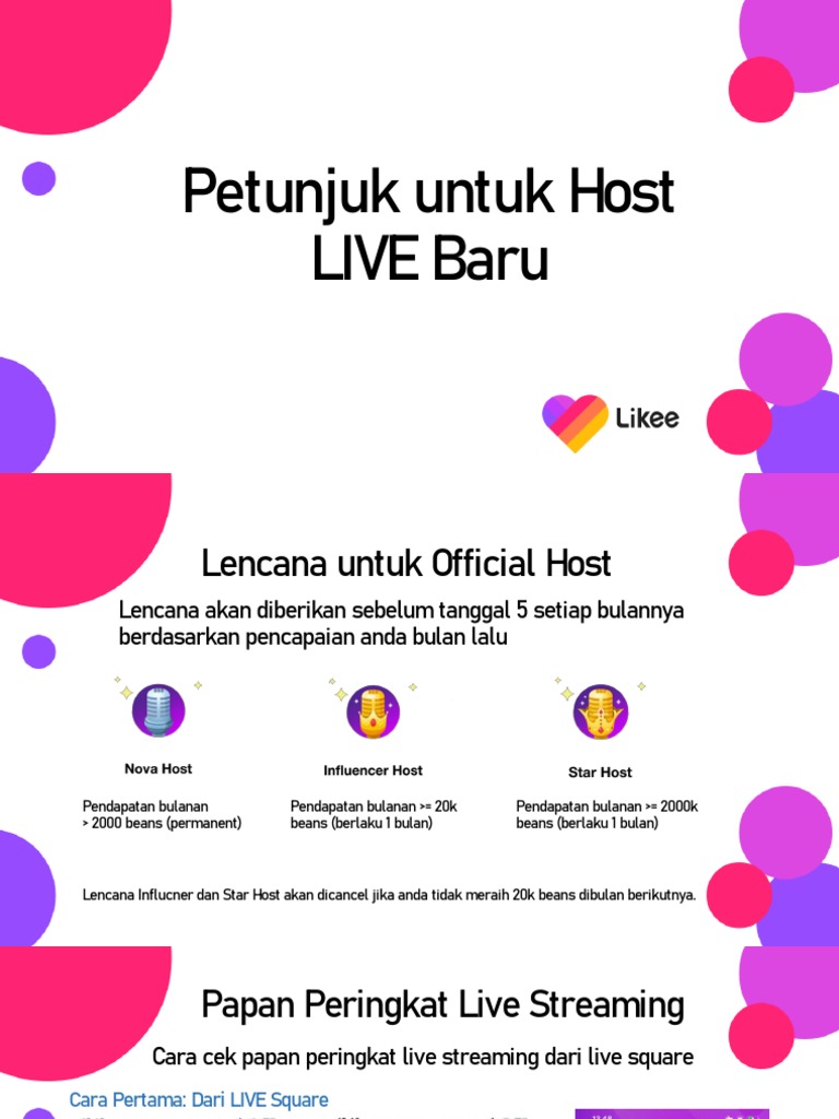 Petunjuk Untuk Host Live Baru (0-7 Hari) | PDF