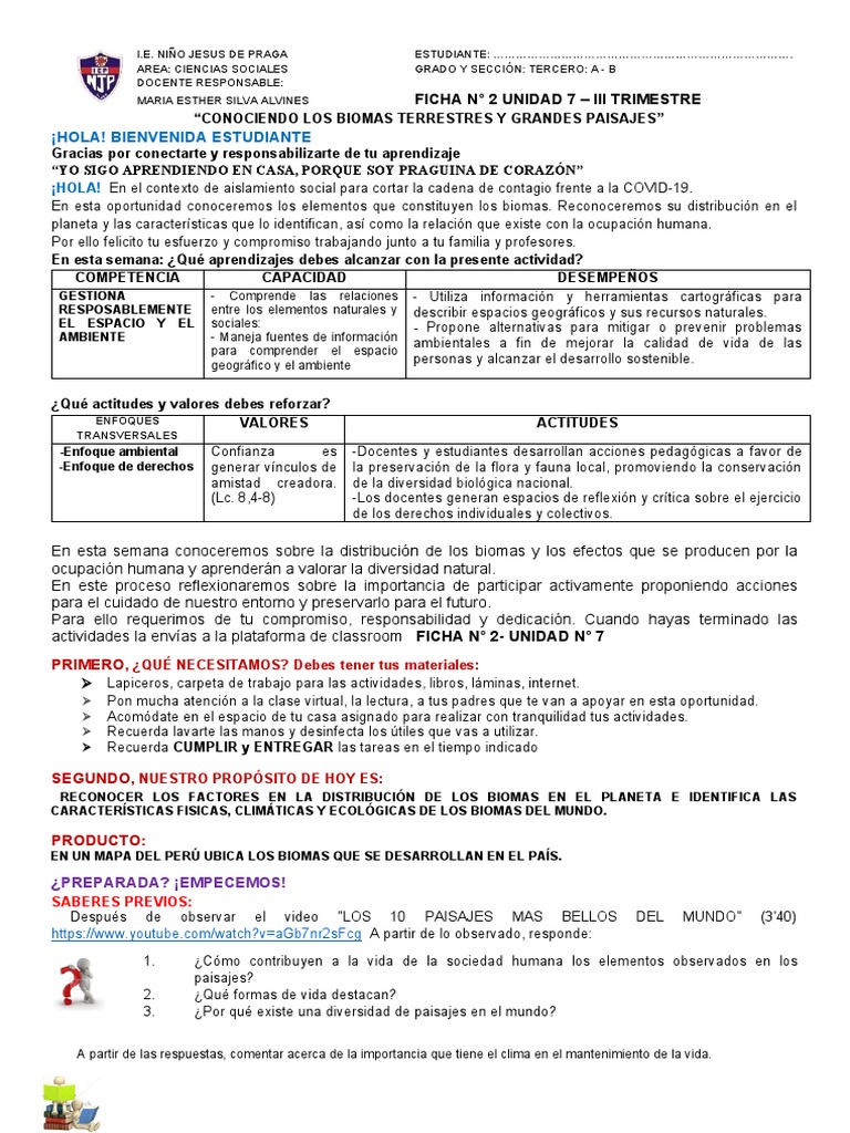 FICHA 2-UNIDAD 7 GRANDES BIOMAS TERRESTRES Y GRANDES PAISAJES ...