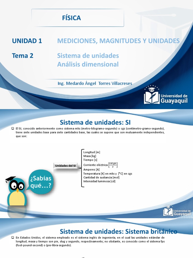 Clase 2 - Sistema de Unidades y Análisis Dimensional - Unidad #1 | PDF ...