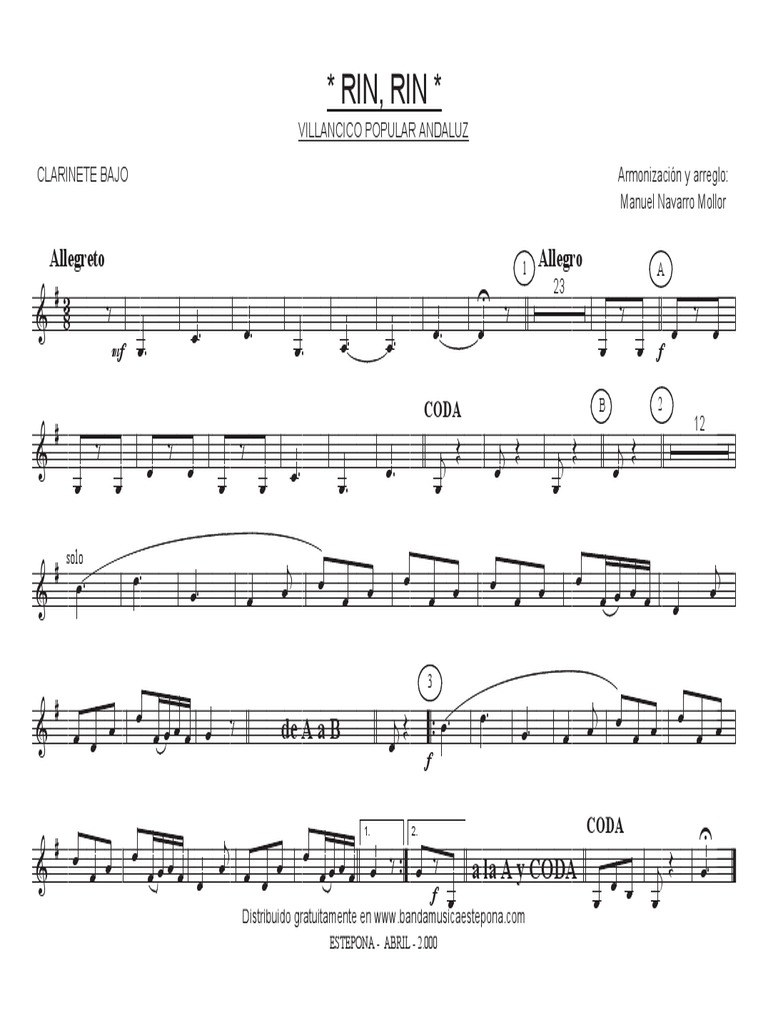 Rin - Rin-Clarinete Bajo | PDF