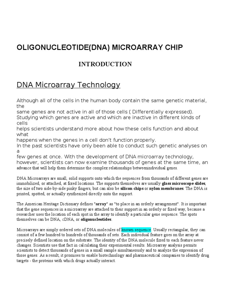 Micro Array Chip | PDF | Dna Microarray | Gene