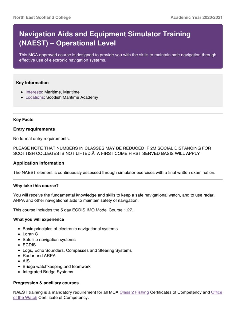 Navigation Aids and Equipment Simulator Training (NAEST) - Operational ...
