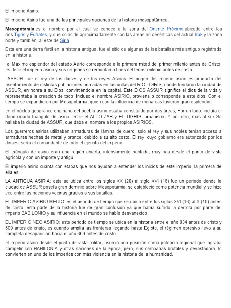 Origen Del Imperio Asirio. | PDF | Asiria | Mesopotamia