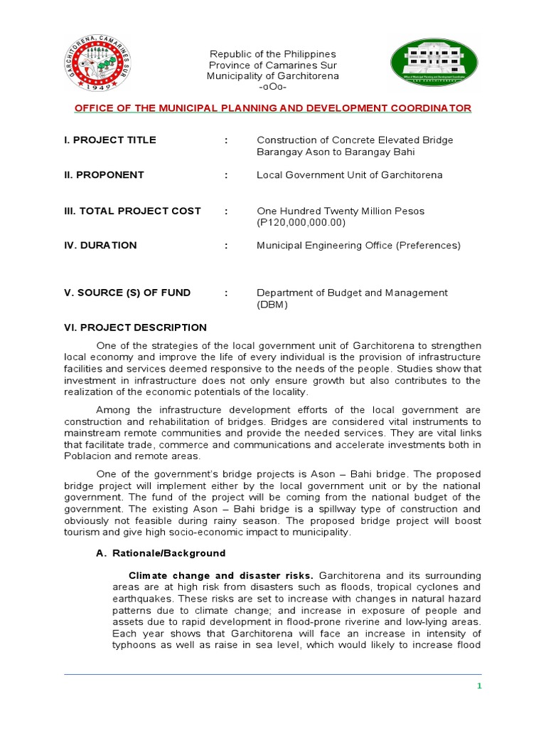 Proposal (Ason-Bahi Bridge) | PDF | Flood | Road