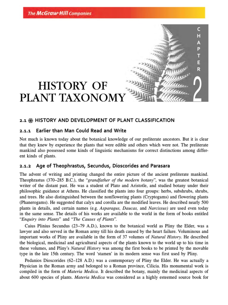 History of Plant Taxonomy | PDF | Taxonomy (Biology) | Botany