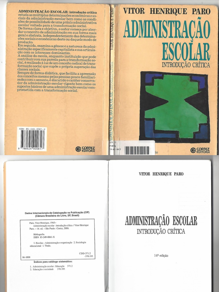 Livro Administração Escolar - Introcução Crítica | PDF