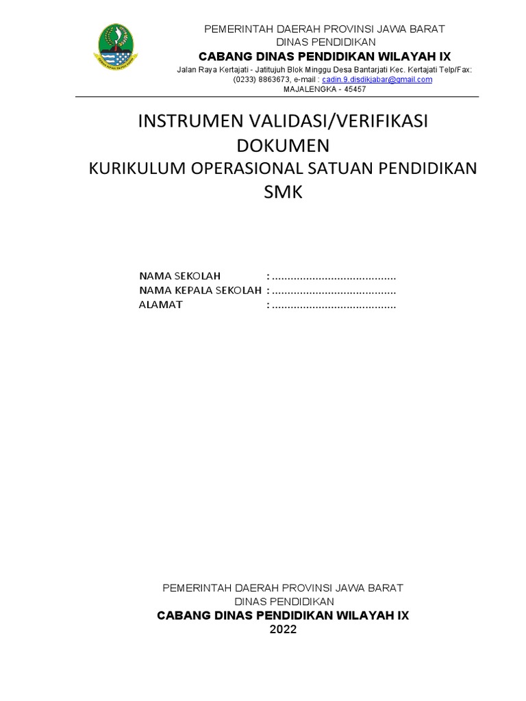 Instrumen Validasi KOSP SMK 2022-2023 | PDF