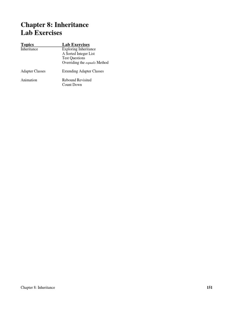 Chapter 8: Inheritance Lab Exercises | PDF | Class (Computer ...