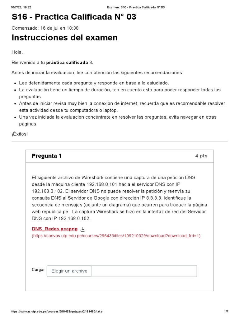 Análisis de protocolos de red y aplicaciones en un examen de práctica ...