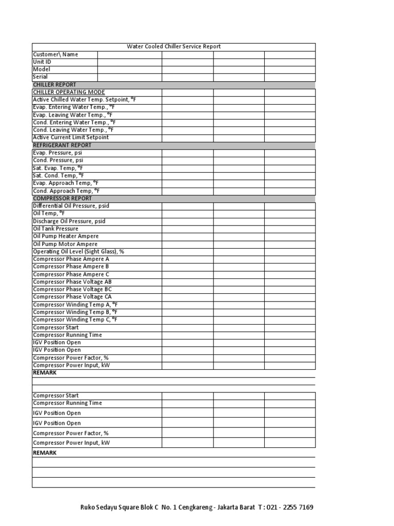 Water Cooled Chiller Service Report | PDF | Energy Technology | Home ...