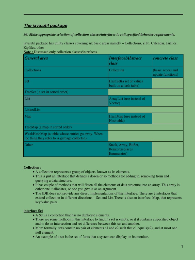 The Java Util Package General Area Interfaceabstract Class Concrete Class Pdf Array Data