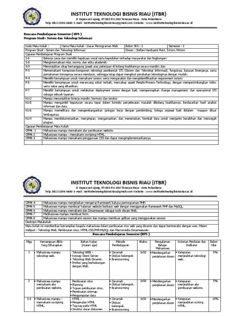 RPS Dasar Pemograman Web | PDF
