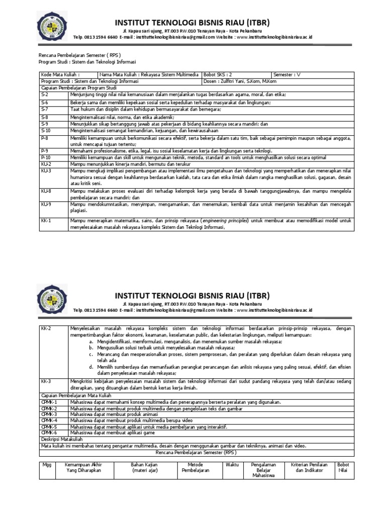 RPS Rekayasa Sistem Multimedia | PDF | Bisnis