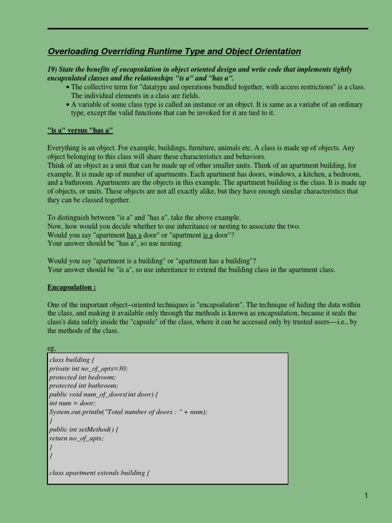 Overloading Overriding Runtime Type And Object Orientation Pdf Method Computer Programming