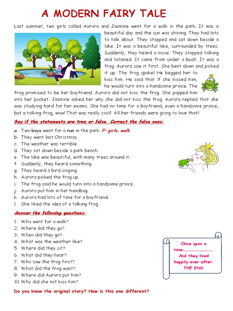 RC A Modern Fairy Tale Reading Comprehension Exercises 143964 | PDF