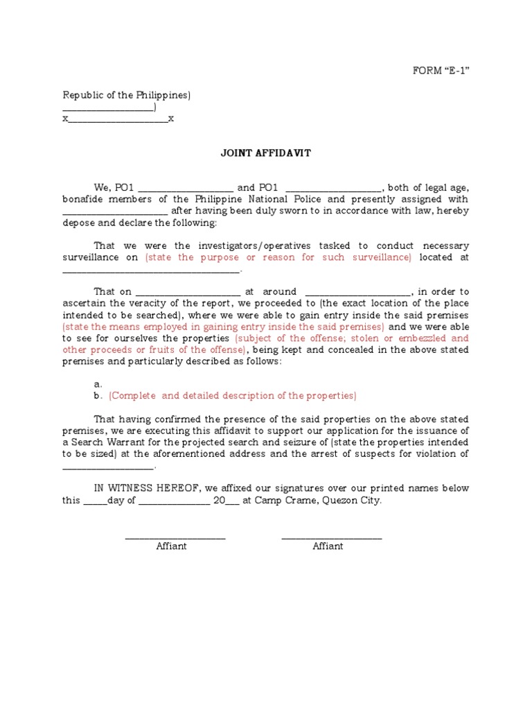 MyLegalWhiz - PNP Joint Affidavit Police Surveillance | PDF | Affidavit | Crimes