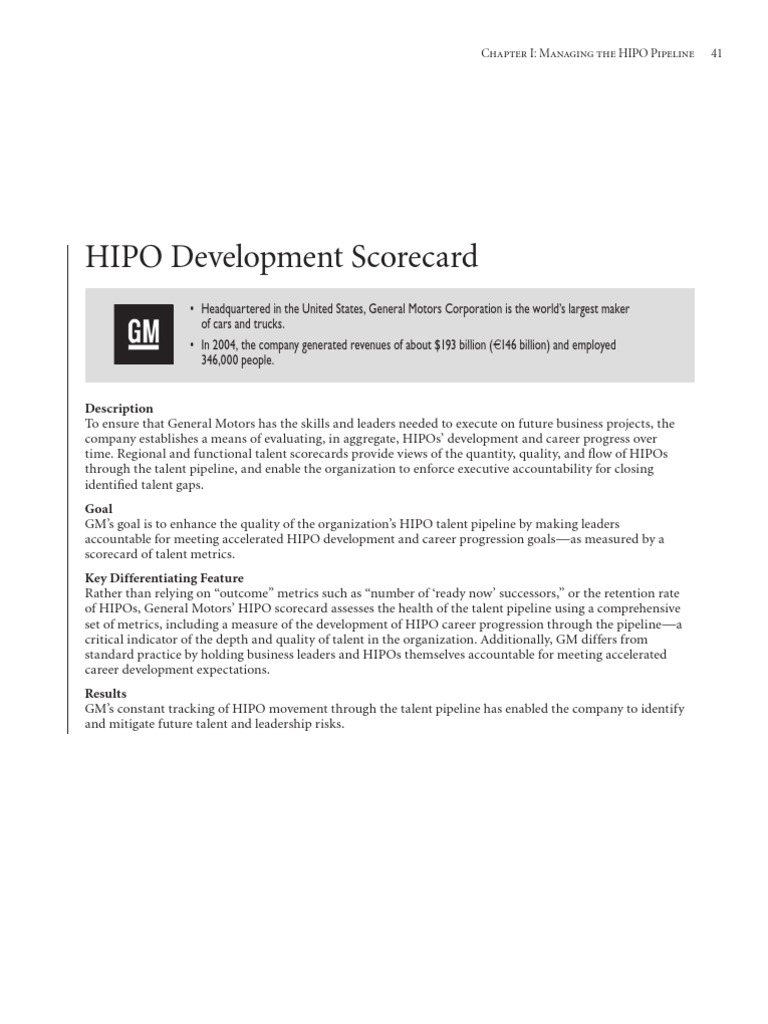 HIPO Development Scorecard: Description | PDF | General Motors | Leadership