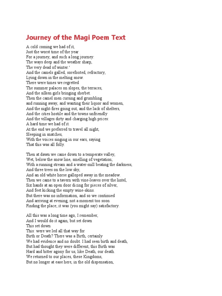 The Difficult Journey of Faith: An Analysis of T.S. Eliot's Poem ...