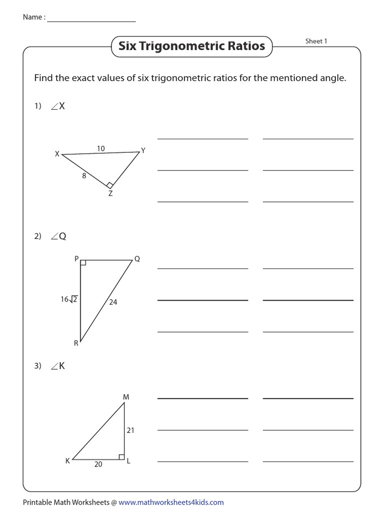 Six Trigonometric Ratios: Find The Exact Values of Six Trigonometric ...