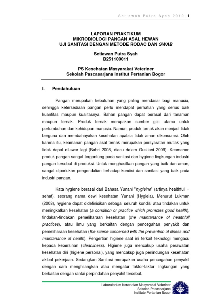 Uji Sanitasi Dengan Teknik RODAC Dan Swab | PDF
