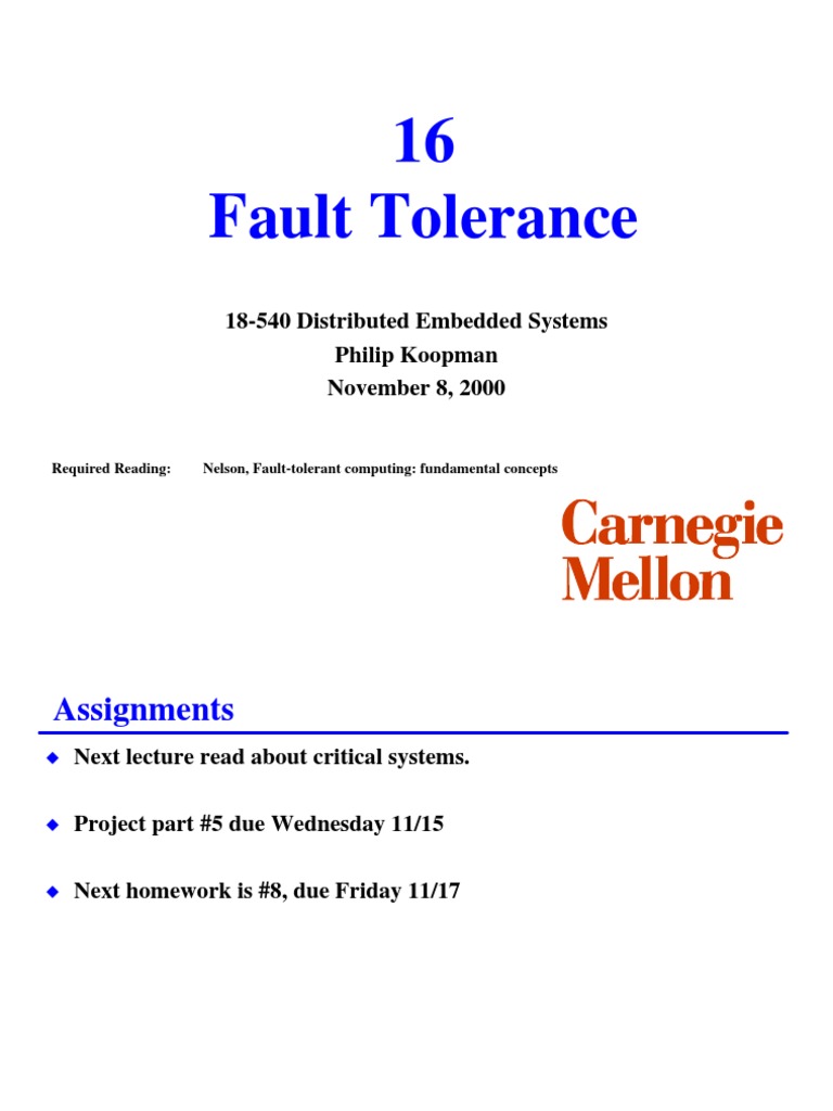 16 Fault Tolerance Pdf Fault Tolerance Reliability Engineering