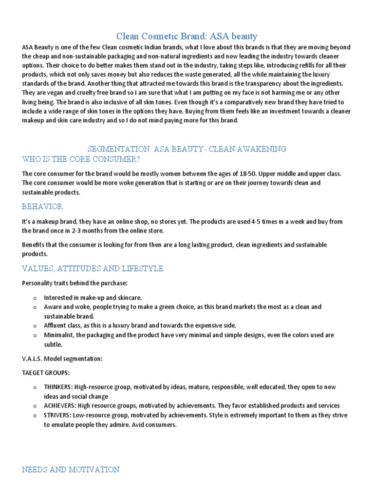 Asa Beauty A Clean Awakenting | PDF | Brand | Cosmetics