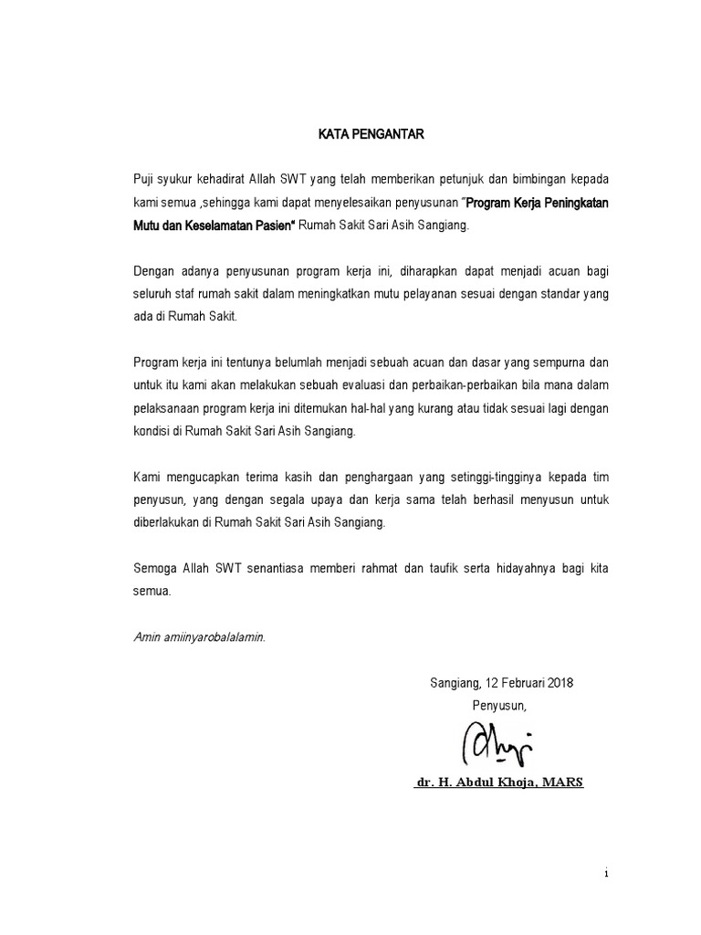 Kata Pengantar PROGRAM KERJA PMKP | PDF