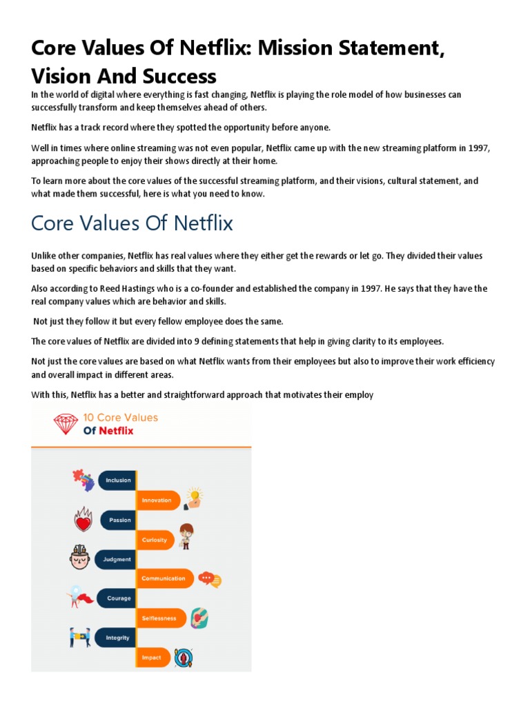 Core Values of Netflix | PDF | Netflix | Streaming Media