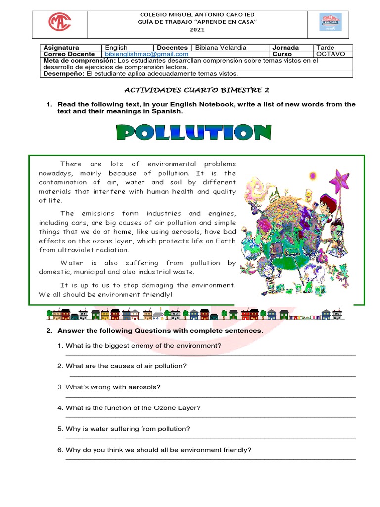 Reading Comprehension - Pollution 2 | PDF | Pollution | Waste
