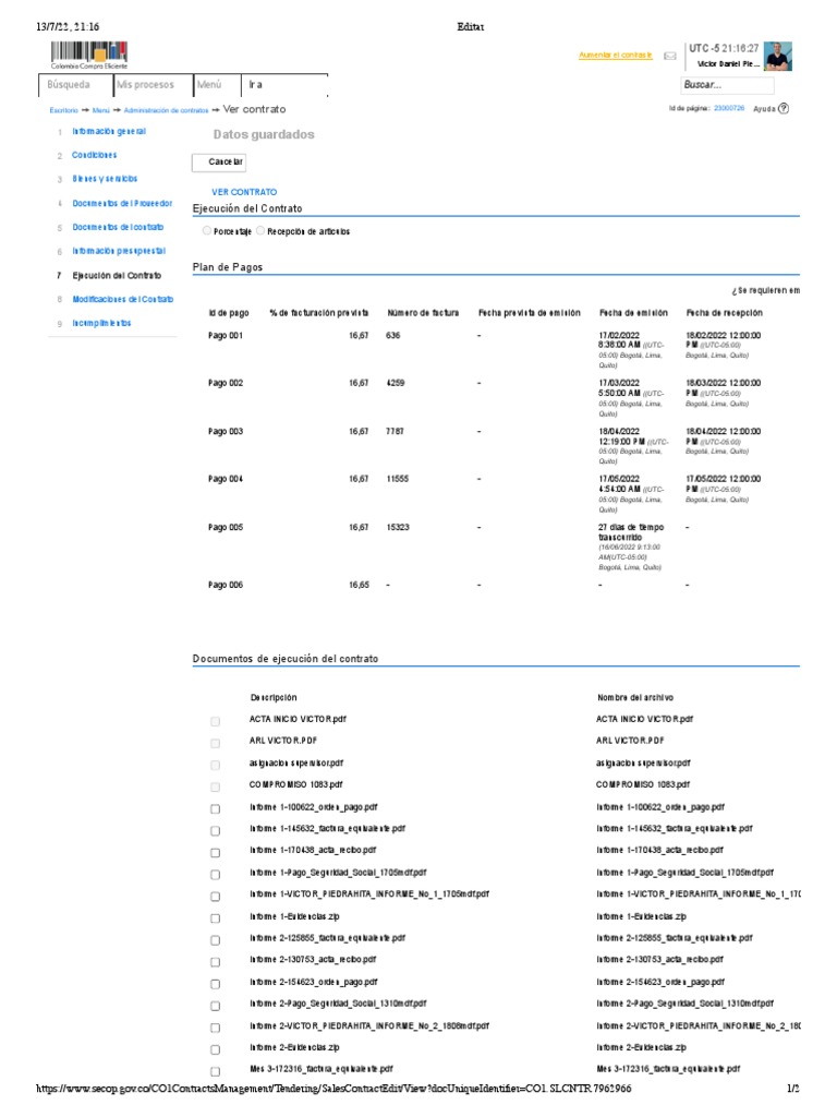 Pantallazo SECOP | PDF | Formatos de archivo de computadora | Informática