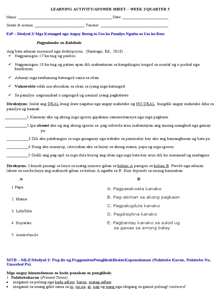 Learning Activity Sheets | PDF