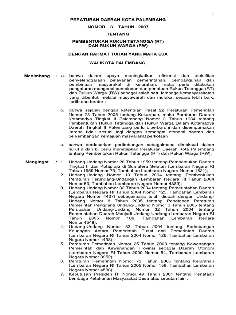Perda-8-2007 (RT & RW) | PDF