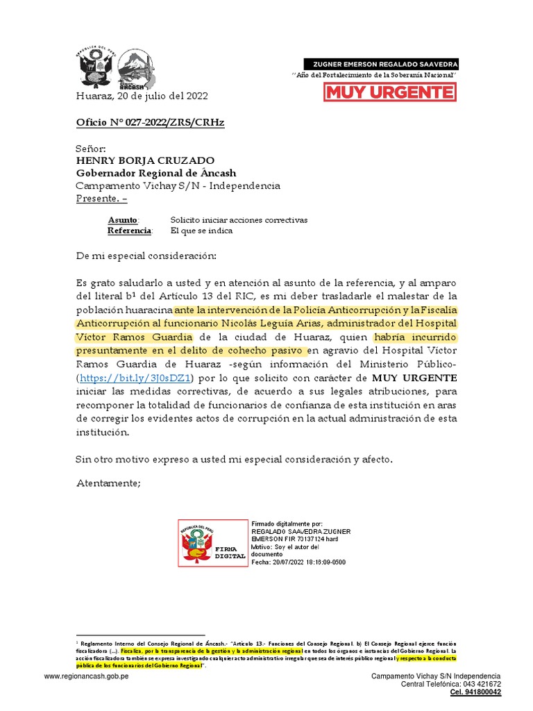 Oficio #027-2021J HENRY BORJA | PDF | Justicia | Crimen y violencia