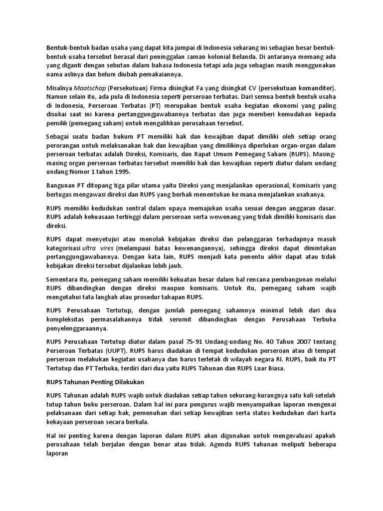 Tata Cara Rups | PDF | Hukum