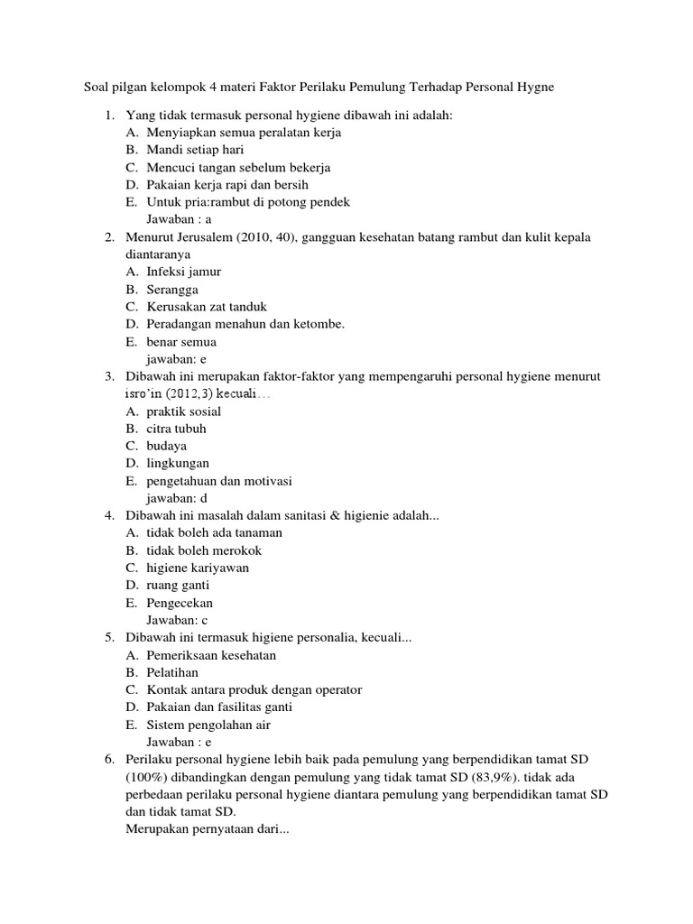 Soal Pilgan Kelompok 4 | PDF | Karier & Perkembangan | Pengembangan Diri