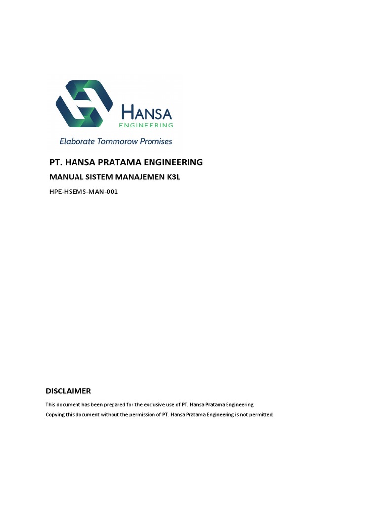 04-1 Manual Sistem Manajemen K3L (SMK3L) Tahun 2021 | PDF