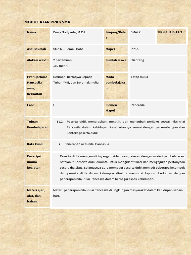 MA - PKN.F.UJS.11.2 - Derry Nodyanto - SMA - Fase F - High | PDF
