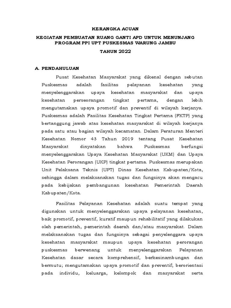 KAK Ruang Ganti APD | PDF