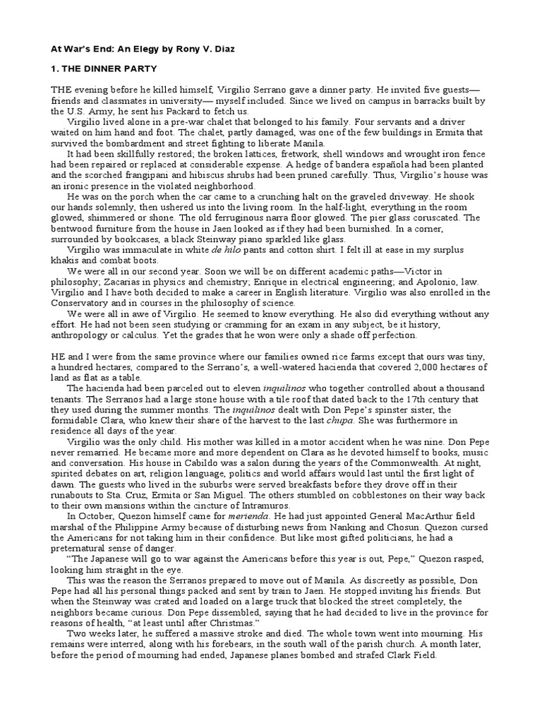 Diaz, Rony V. - at War's End An Elegy | PDF