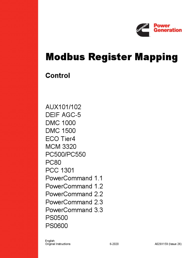 Modbus Modbus Register Register Mapping Mapping: Control | PDF | High ...