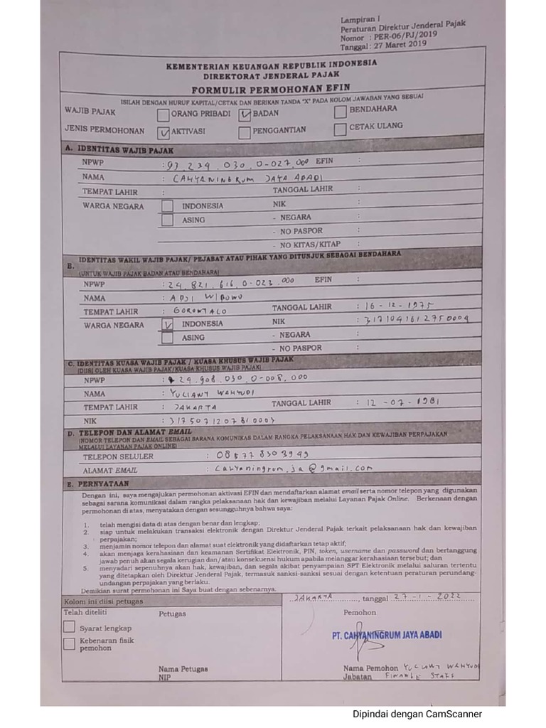 Permohonan Efin | PDF