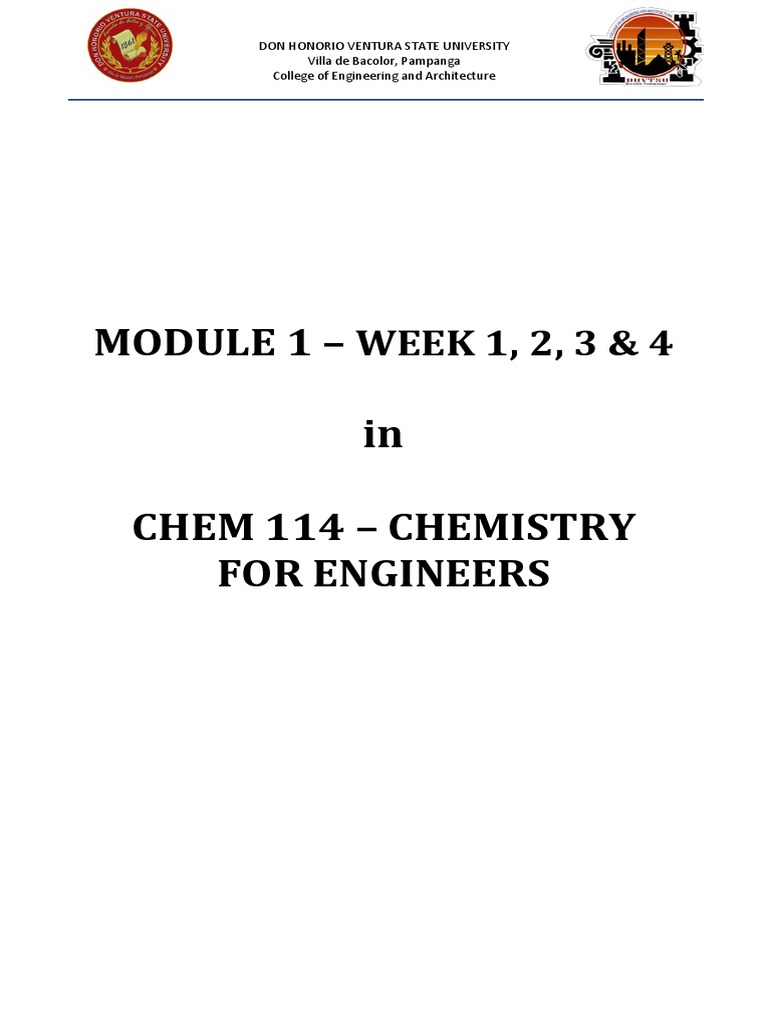 Module 1 - in Chem 114 - Chemistry For Engineers: WEEK 1, 2, 3 & 4 ...