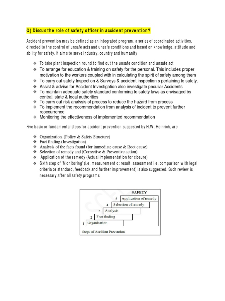 Role of Safety Officer in Accident Prevention | PDF | Safety | Employment