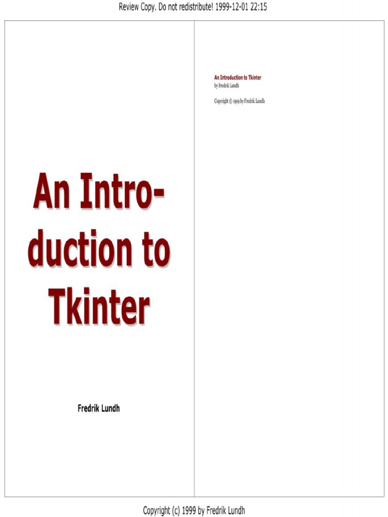 An Introduction To Tkinter (Fredrik Lundh) | PDF | Menu (Computing) | Graphical User Interfaces
