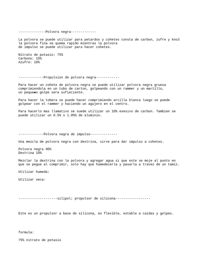Propulsores Solidos | PDF | Pólvora | Química