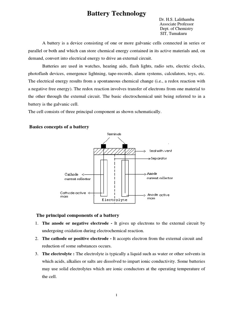 Battery Technology Overview and Basics | PDF | Rechargeable Battery | Anode